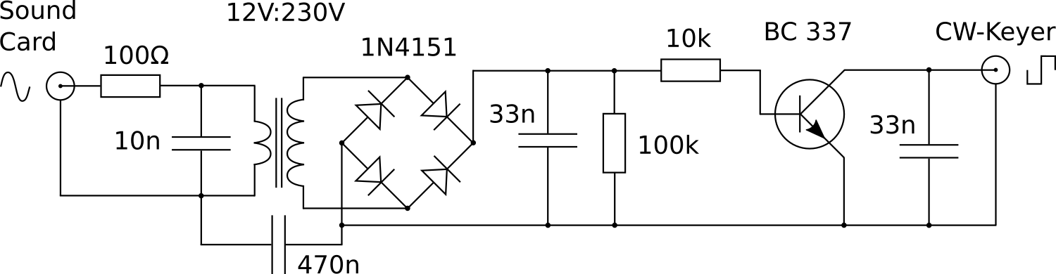 Morse Sound to CW-Keyer Adapter Circuit - Wirology