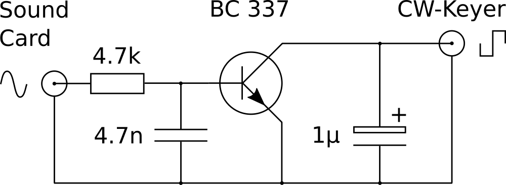 Morse Sound to CW-Keyer Adapter Circuit - Wirology